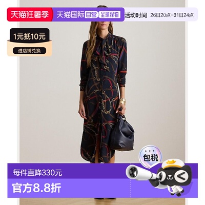 日本直邮Ralph Lauren 印花乔其纱圆领衬衫裙 长袖[693299062]