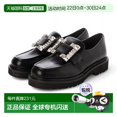 日本直邮Bridget Birkin 551651 方形镶钻乐福鞋（黑色）单鞋