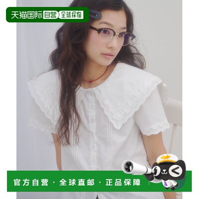 日本直邮umm. 女士 大翻领褶皱蕾丝衬衫 DCU1061604A0003通勤