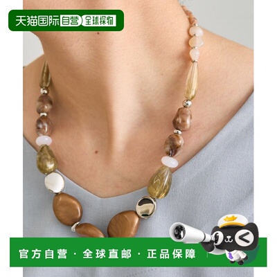 日本直邮ear PAPILLONNER 女士混色树脂项链 天然石拼接轻盈设计