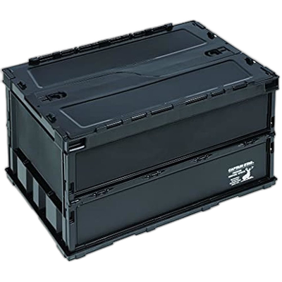 【日本直邮】鹿牌Oricon折叠收纳箱FD带锁盖容器51.3L黑色UL-1075