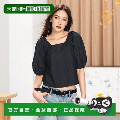 1h可退 日本直邮petit main LIEN 女装 巴尔loon袖牛仔调连衣裙