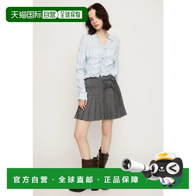 日本直邮SLY 双层缎带百褶裙 深灰色半身裙a字裙