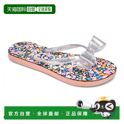 日本直邮ROXY RG LULU IV 儿童女孩人字拖 亮片蝴蝶结 18-22cm