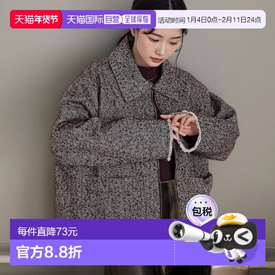 1h可退 日本直邮forksy. 女装 宽松 哈尔滨纹路半身短款拉链夹克