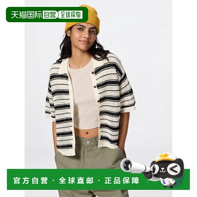 日潮跑腿GU极优 镂空条纹针织开衫短袖 30 NATURAL WOMEN XS 3567