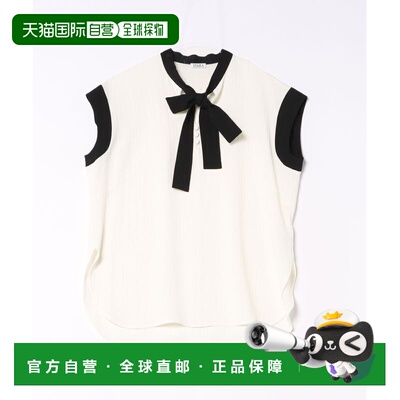 日本直邮tiara 女装 双色蝴蝶结无袖衬衫 A0163FB223通勤