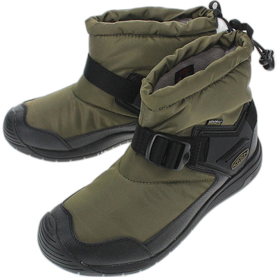 日本直邮KEEN 男士冬季靴子连帽罗密欧防水 HOODROMEO WP 深橄榄/