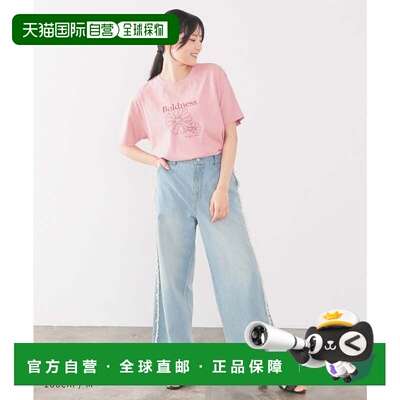 日本直邮Honeys 花朵logo印花宽松半袖T恤 女士款 [HN6029EW01140