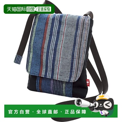 【日本直邮】Cogit  和风小挎包 久留米织 蓝条 16×24cm斜挎包