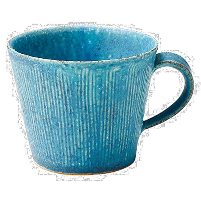 【日本直邮】Hechimon丸伊制陶 马克杯 蓝彩梳纹 信乐烧陶瓷