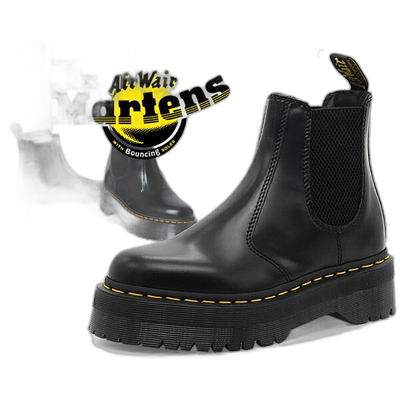 日本直邮Dr.Martens 2976 QUAD CHELSEA 靴抛光光滑 24687001 侧