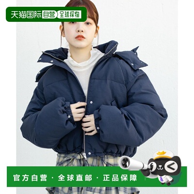 日本直邮KBF 短款棉服 连帽羽绒服 外套海军蓝