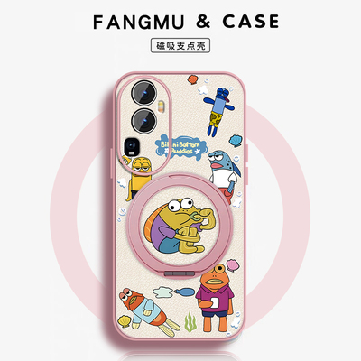 适用opporeno10手机壳女丑鱼躺平Reno10pro新款可爱0pp0磁吸外壳rano10挂绳小羊皮por+保护套十全包防摔趣味