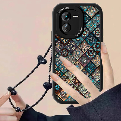 五彩图腾适用iqooz9turbo手机壳的z8小羊皮新款女iq00z6国风IQOOz5x男vivoIQOOz7i复古z1X防摔几何原创套