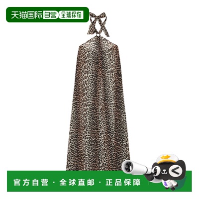 香港直邮Ganni 豹纹雪纺挂脖连衣裙 F9776性感 【付后1h可退】