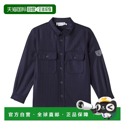 1h可退 香港直邮Bonpoint 女童 Gustave 细条纹羊毛衬衫式衬衫童