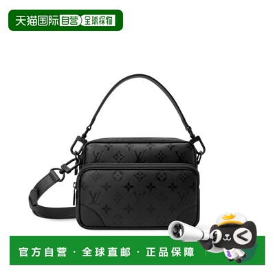 自营欧洲直邮LV路易威登 Nil男士黑色涂层帆布老花图案单肩包