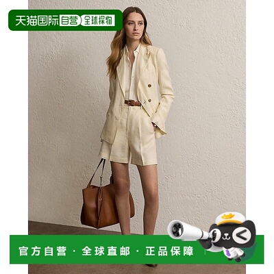 自营欧洲直邮RalphLauren拉夫劳伦 Tracy 褶饰亚麻短裤西装裤