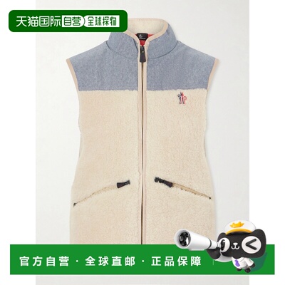 美国直邮moncler 盟可睐 女士 shell-trimmed 刺绣棉混纺长毛绒背