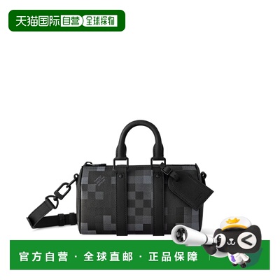 自营欧洲直邮LV/路易威登 Keepall 25男士手提包斜挎包黑色帆布