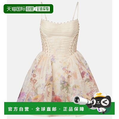 香港直邮ZIMMERMANN 女士 Alchemy 花朵亚麻真丝迷你连衣裙
