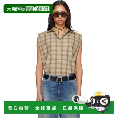 1h可退 香港直邮Acne Studios 艾克妮 女士 驼色 Check Button-Up