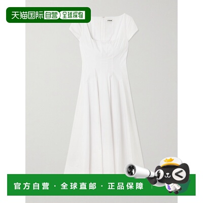 美国直邮Staud 女士 Wells 褶裥棉混纺府绸中长连衣裙 R26S2323PO