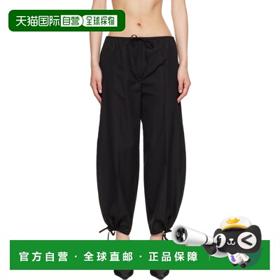 1h可退 香港直邮toteme 女士 黑色 Drawstring Cotton 长裤 263WR