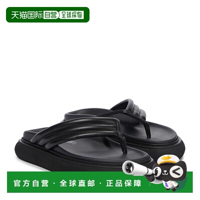 1h可退 香港直邮The Attico 女士 Alton 皮质人字拖 black黑色 舒