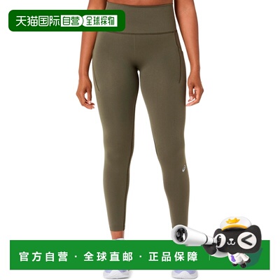 欧洲直邮自营ASICS亚瑟士 Road 女士绿色聚酰胺弹性纤维跑步紧身