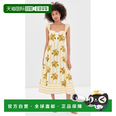 1h可退 美国直邮FARM RIO 女士 Birds 柠檬黄多色短款连衣裙吊带