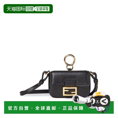 香港直邮FENDI 女士斜挎包 7AS414AYIXF0KUR CO 黑色 Nano Baguet