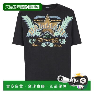 1h可退 欧洲直邮BALMAIN 男士T恤 CH1EG000GD28EAH SS2024 黑色 T