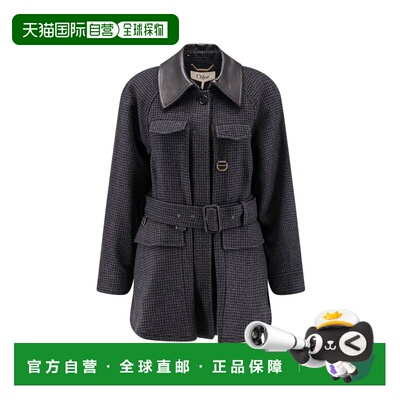 香港直邮Chloe 蔻依 女士 初剪羊毛皮革领风衣 CH25WVE17174夹克