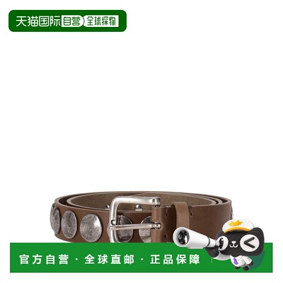 1h可退 香港直邮GOLDEN GOOSE 男士 TRINIDAD 水洗皮革铆钉皮带 G