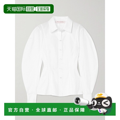 美国直邮CAROLINA HERRERA 女士 弧形棉混纺府绸衬衫 R2611N205SC