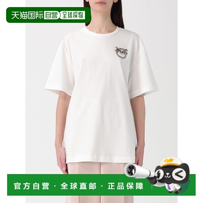 香港直邮PINKO 女士T恤 105526A33FZ05 SS2026 白色 徽标短袖T恤