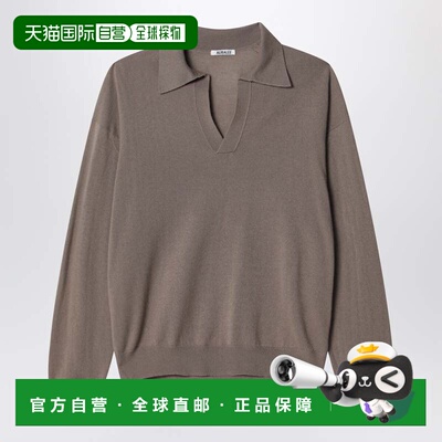 香港直邮AURALEE 男士 skipper 薄荷绿羊绒真丝Polo衫 A26SP02SCW