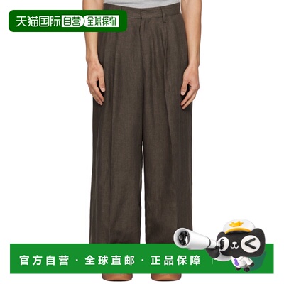 1h可退 香港直邮Erl 男士 棕色 Pleated Suit 长裤 ERL12P015DARK