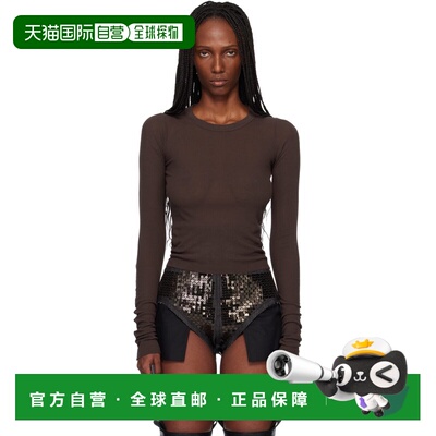 香港直邮rick owens 瑞克 欧文斯 女士 棕色 Temple Cropped Rib