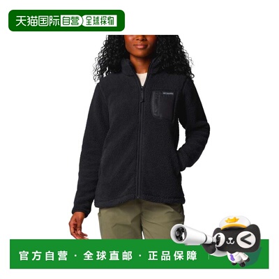自营欧洲直邮Columbia West Bend女士黑色聚酯纤维拉链开合抓绒衣