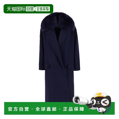 1h可退 香港直邮BLANCHA 女士 深蓝羊毛大衣 22106400 blue蓝色