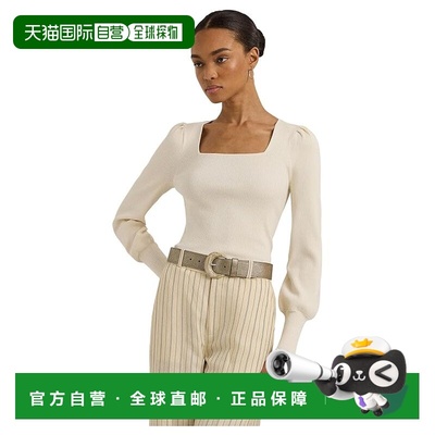 1h可退 香港直邮Lauren Ralph Lauren 女士 罗纹针织泡泡袖毛衣