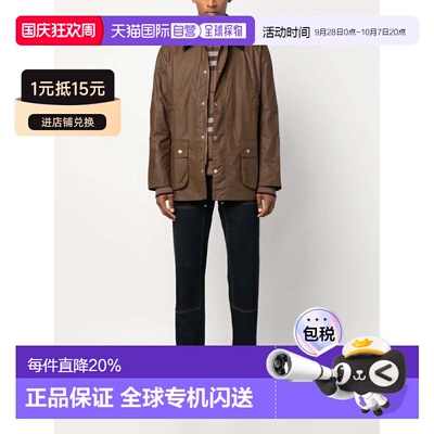 BARBOUR男款纯色翻领长袖单排扣油蜡夹克外套 MWX0339 BR31