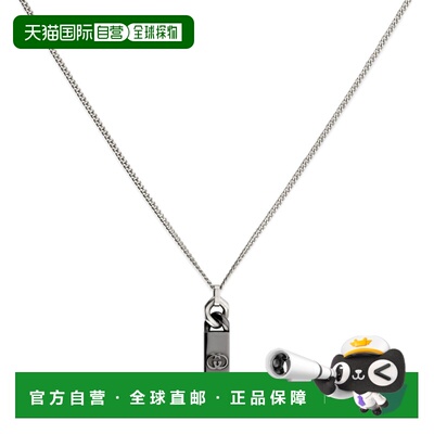 自营欧洲直邮GUCCI古驰 Interlocking吊坠项链925纯银深钌色男女