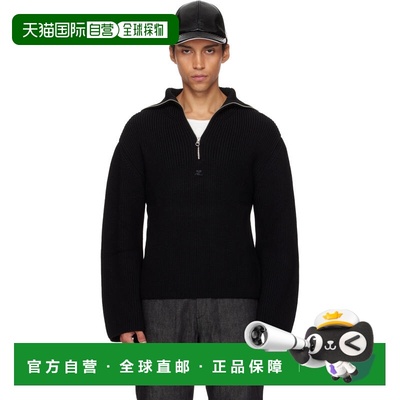 1h可退 香港直邮Courreges 男士 黑色 Ribbed Wool Trucker 毛衣