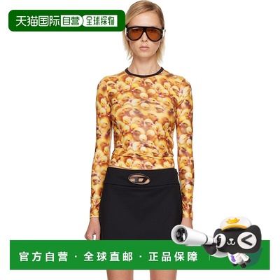 香港直邮Diesel 迪赛 女士 黄色 T-Unclau 长袖 T 恤 A196080JLCC