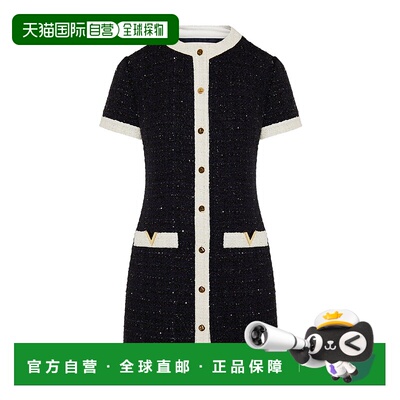 香港直邮Valentino 短袖花呢连衣裙 BVA7K58CH 【付后1h可退】