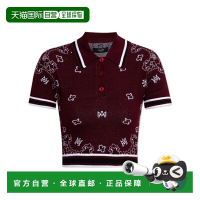 香港直邮AMIRI 女士POLO衫 AWKNPO1007652 AW2024 棕色 短袖Polo